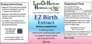 EZ Birth Extract (Delivery Tonic) – Land of Havilah Herbals & Farm